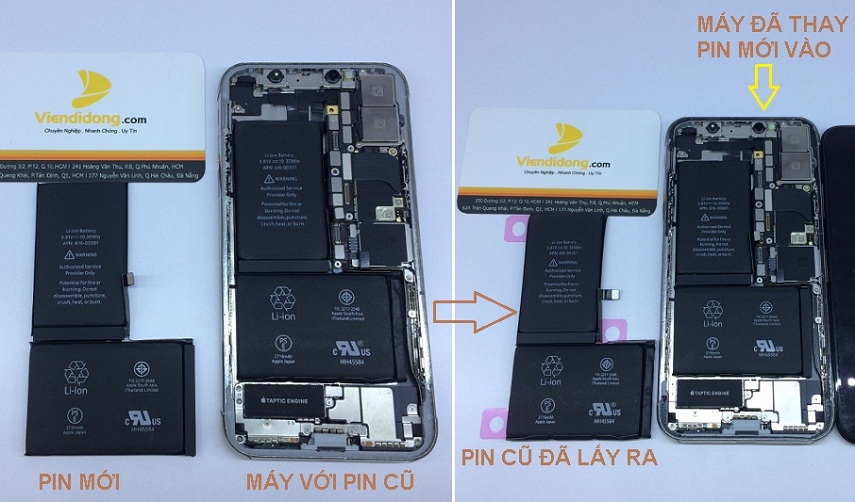 Thay pin iPhone X zin 100% BH 12 Tháng | Viện Di Động